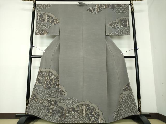 平和屋着物●訪問着　更紗花葡萄唐草文　金彩　正絹　逸品　未使用　DAAY1758ps