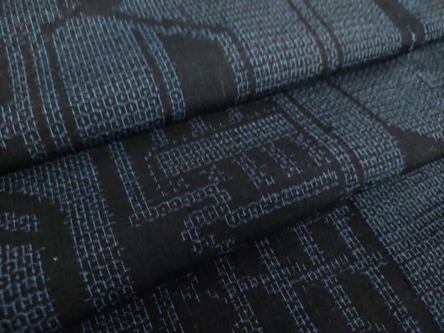 平和屋着物●結城紬　80亀甲　幾何学文様　正絹　逸品　未使用　DAAY1772ps