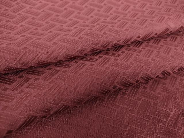 平和屋着物●上質な色無地　檜垣地紋　ワインレッド色　正絹　逸品　DAAY1779ps
