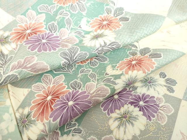 平和屋着物●上質な小紋　格子花文　暈し染め　金彩　正絹　逸品　DAAY1780ps