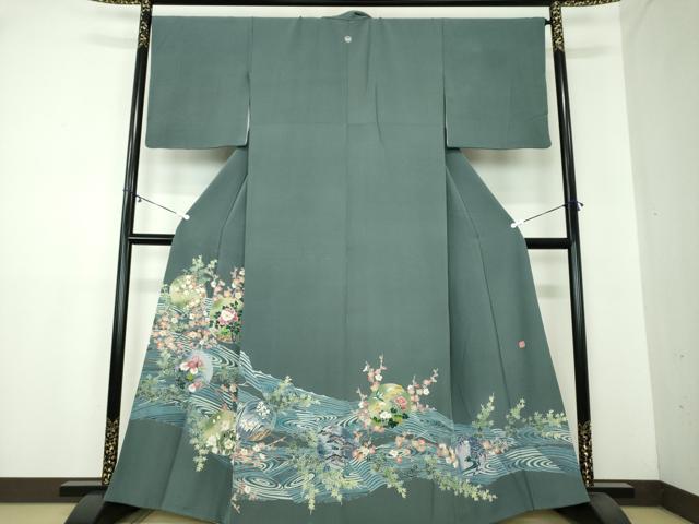 平和屋着物●豪華色留袖　友禅　作家物　流水花鳥文　暈し染め　正絹　逸品　DAAY1799ps