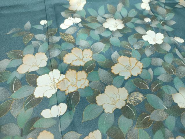 平和屋着物○訪問着 駒刺繍 流水花文 金銀彩 ラメ糸 正絹