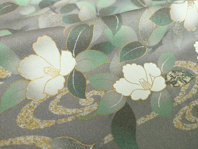 平和屋着物○訪問着 駒刺繍 流水花文 金銀彩 ラメ糸 正絹