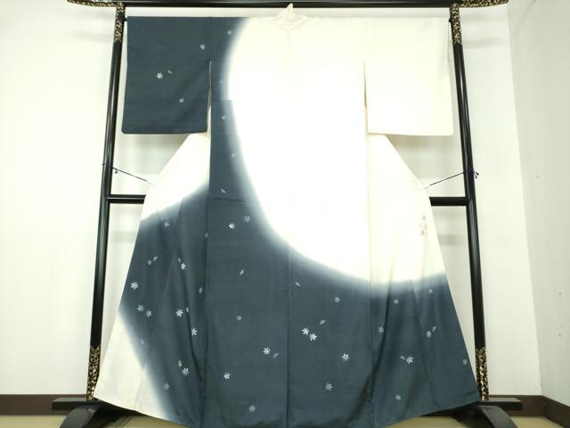 平和屋着物●ユネスコ世界遺産表現作家　白川丈山　訪問着　紬地　手描き　舞楓　正絹　逸品　DAAY1812ps