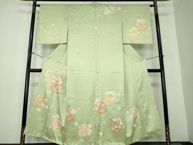平和屋着物●訪問着　駒刺繍　吹き寄せ花籠文　金彩　正絹　逸品　DAAY1832ps