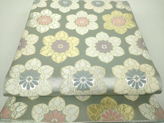 平和屋着物●西陣　野々村織物謹製　佐賀錦　六通柄袋帯　舞花文　金銀糸　正絹　逸品　DAAY1854ps