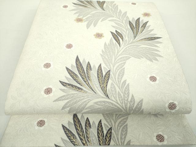 平和屋着物●インド・アッサム　野蚕糸　手織　ムガシルク　黄金ムガ蚕　六通柄袋帯　草花文　金糸　正絹　逸品　DAAY1894ps