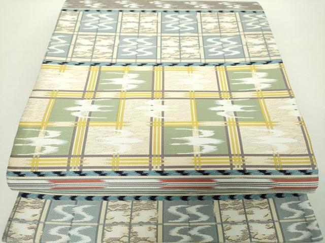 平和屋着物●六通柄袋帯　紹巴　利休絣　正絹　逸品　DAAY1895ps