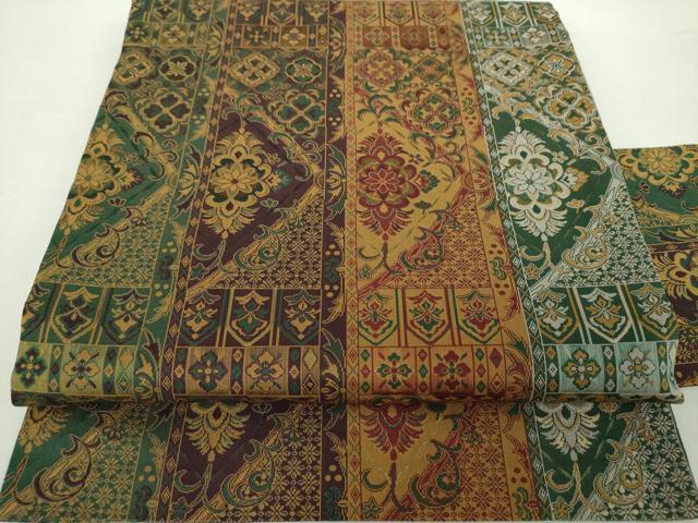 平和屋着物●全通柄九寸名古屋帯　紹巴　花菱間道　正絹　逸品　DAAY1913ps