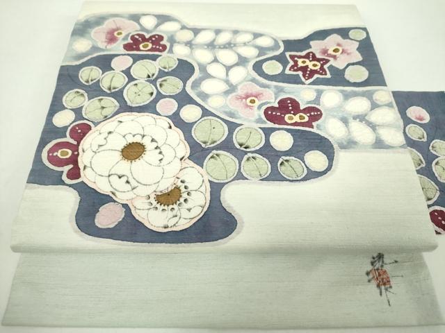 平和屋着物●九寸名古屋帯　作家物　紬地　絞り　辻が花　正絹　逸品　DAAY1922ps