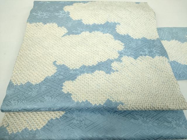 平和屋着物●九寸名古屋帯　総絞り　雲文　正絹　逸品　DAAY1934ps