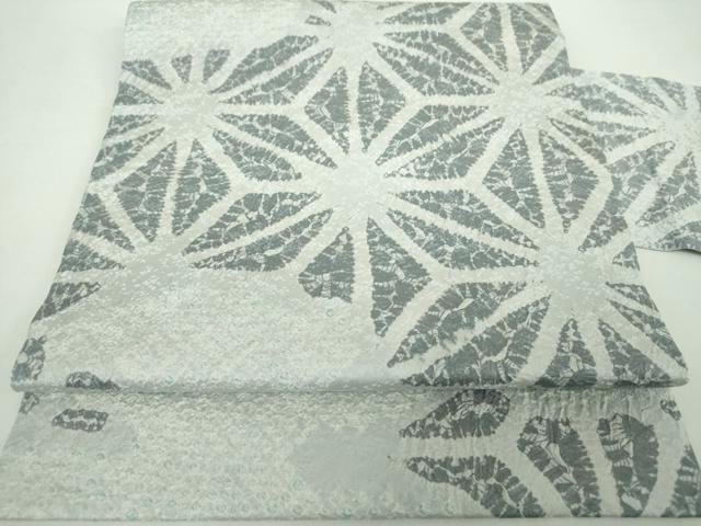 平和屋着物●全通柄九寸名古屋帯　総絞り　麻の葉文様　正絹　逸品　DAAY1936ps