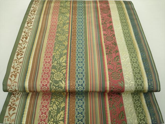 平和屋着物●本場筑前博多織　草木染　手織工房　染匠：小森久　八寸名古屋帯　花間道　正絹　逸品　DAAY1943ps