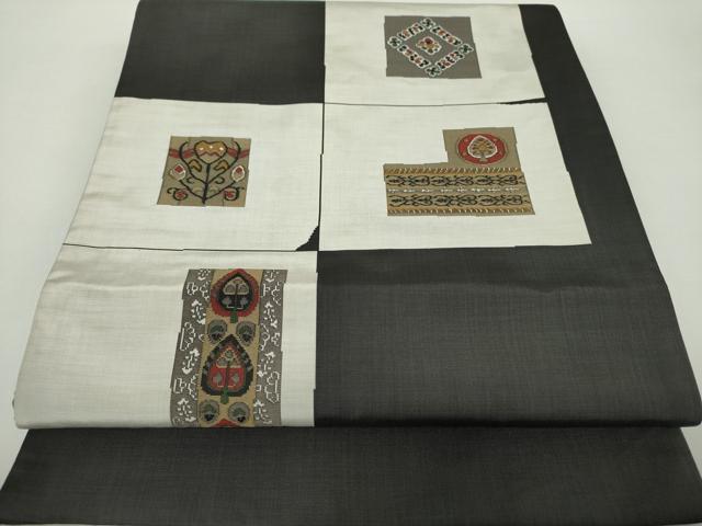 平和屋着物●名門木屋太　今河織物　六通柄袋帯　格子花文　正絹　逸品　DAAY1950ps