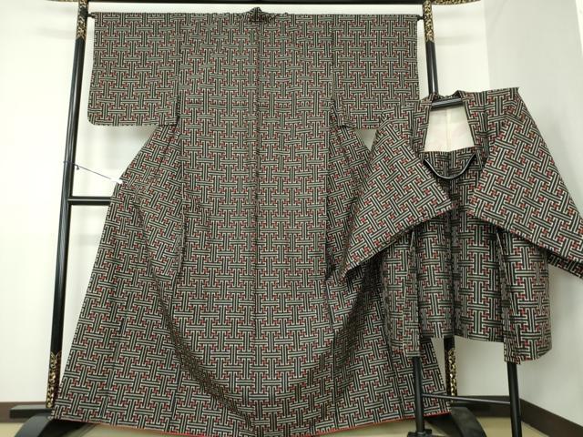 平和屋着物●本場大島紬　龍郷絣　秋名バラ　アンサンブル　正絹　逸品　未使用　DAAY1959ps