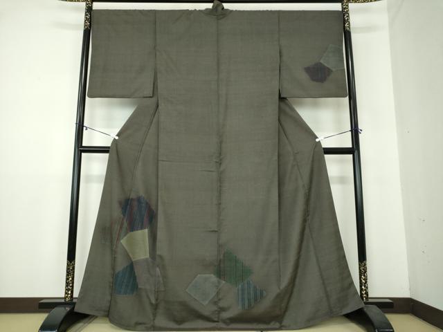 平和屋着物●訪問着　紬地　抽象文様　正絹　逸品　DAAY1981ps