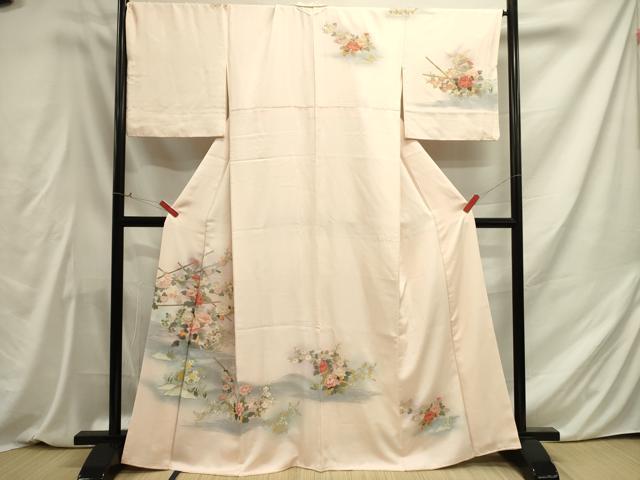 平和屋着物●訪問着　流水草花文　暈し染め　金彩　三越扱い　正絹　逸品　DAAY2034op