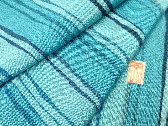 平和屋着物●小林文次郎　小紋　縞　鬼しぼ縮緬　正絹　逸品　DAAY2486op