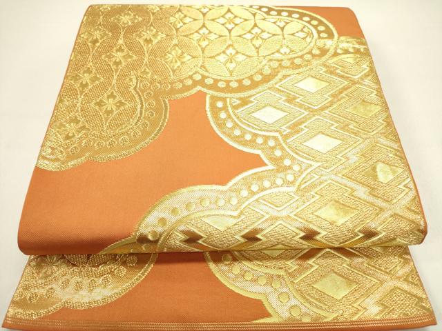 平和屋着物●西陣　川島織物　六通柄　本袋帯　雲取吉祥文　金糸　正絹　逸品　DAAY2636op