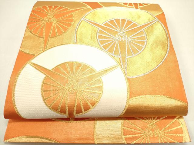 平和屋着物●西陣　川島織物　六通柄　本袋帯　唐織　扇面丸文　金糸　正絹　逸品　DAAY2639op