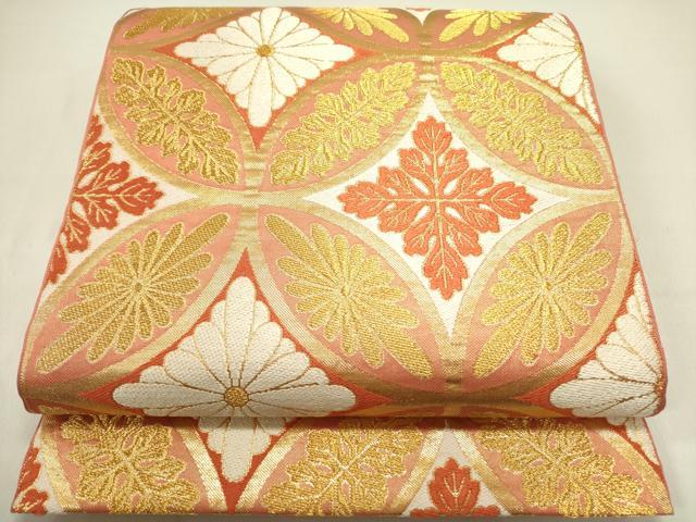 平和屋着物●西陣　川島織物　六通柄　本袋帯　七宝花文　金糸　正絹　逸品　DAAY2646op