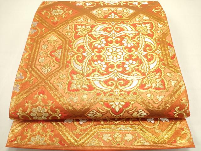 平和屋着物●西陣　川島織物　六通柄　本袋帯　宝相華　金銀糸　正絹　逸品　DAAY2647op