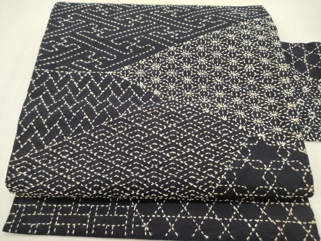 平和屋着物●九寸名古屋帯　作家物　刺し子　吉祥文様　綿　逸品　DAAY2664op