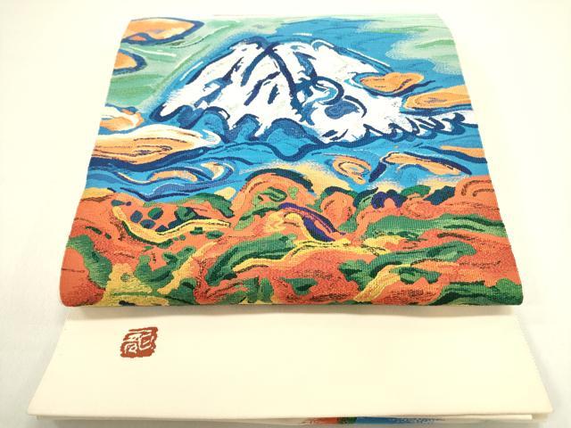 平和屋着物●爪掻き本綴れ　八寸名古屋帯　作家物　風景文　正絹　逸品　DAAY2681op