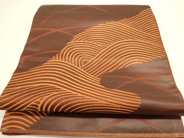 平和屋着物●西陣　川島織物　九寸開き名古屋帯　流水文　引箔　正絹　逸品　DAAY2690op