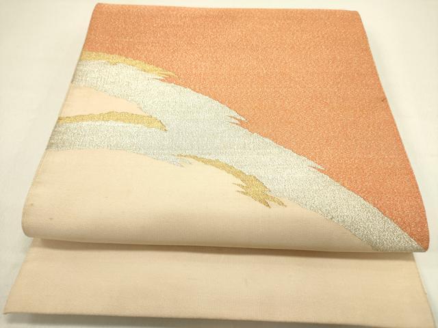 平和屋着物●爪掻き本綴れ　八寸名古屋帯　霞文　金銀糸　正絹　逸品　DAAY2692op