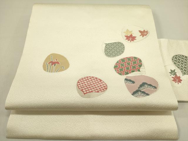 平和屋着物●九寸名古屋帯　寿光織　貝合わせ花文　金銀糸　正絹　逸品　DAAY2702op