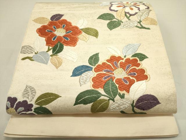 平和屋着物●六通柄　本袋帯　唐織　手織　草花　金銀糸　正絹　逸品　DAAY2714op