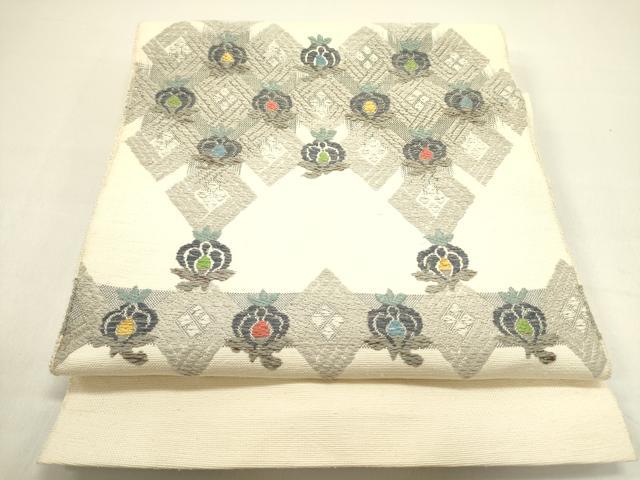 平和屋着物●八寸名古屋帯　紬地　抽象文様　正絹　逸品　DAAY2715op