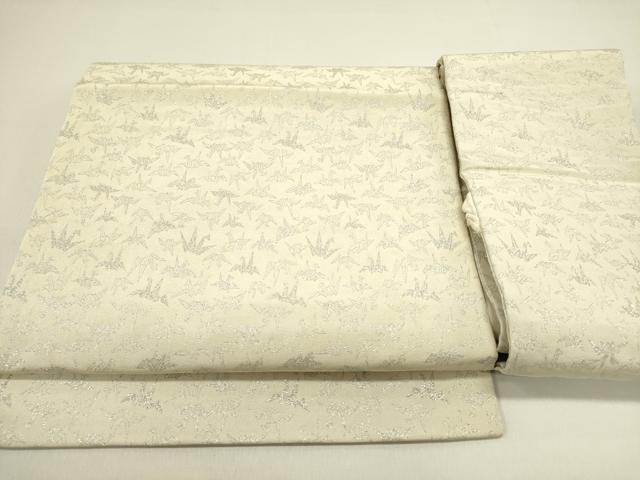 平和屋着物●つけ帯　折り鶴　銀糸　正絹　逸品　DAAY2724op