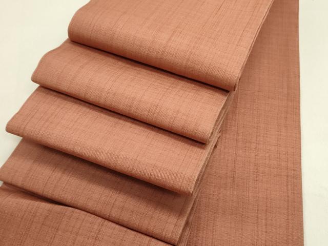 平和屋着物●半幅帯　紬地　洗朱色　正絹　逸品　DAAY2726op