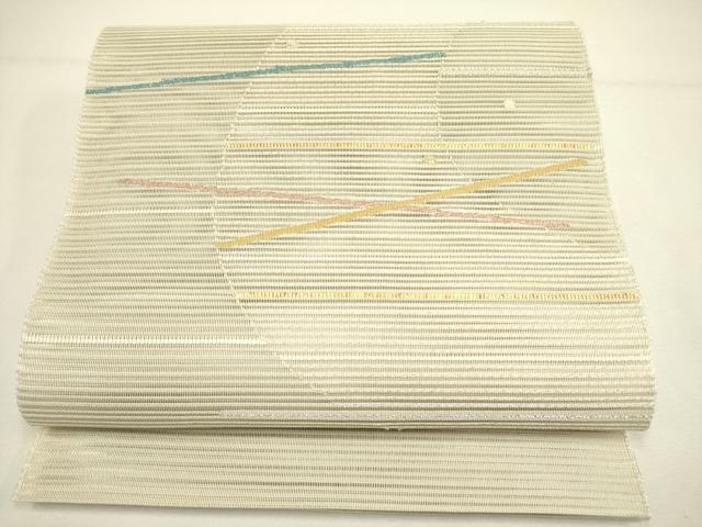 平和屋着物＊夏物　絽綴れ　八寸名古屋帯　抽象文様　金糸　正絹　逸品　DAAY2907op