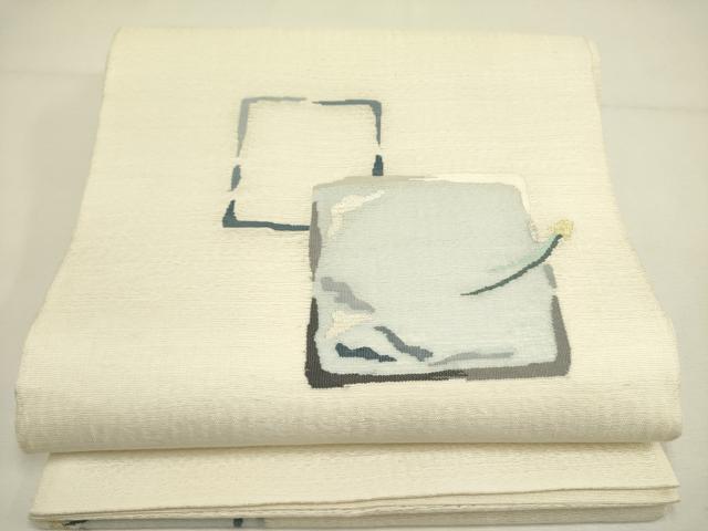 平和屋着物＊夏物　太鼓柄袋帯　すくい織　抽象文様　金銀糸　正絹　逸品　DAAY2912op