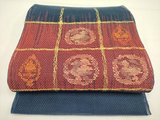 平和屋着物＊夏物　八寸名古屋帯　抽象文様　正絹　逸品　DAAY2922op