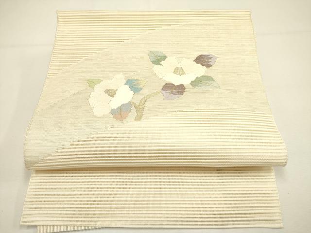 平和屋着物＊夏物　絽綴れ　八寸名古屋帯　草花　金銀糸　正絹　逸品　DAAY2925op