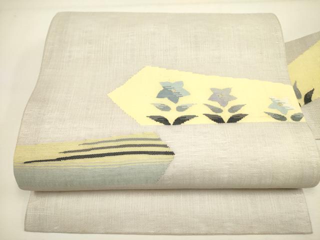 平和屋着物＊夏物　九寸名古屋帯　すくい織　草花　金糸　正絹　逸品　DAAY2929op