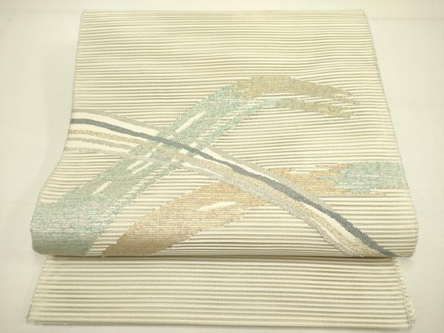 平和屋着物＊夏物　絽綴れ　八寸名古屋帯　抽象文様　金銀糸　正絹　逸品　DAAY2930op