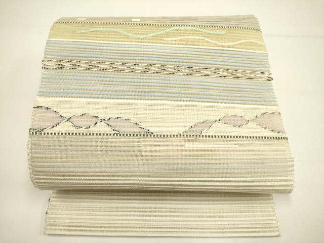 平和屋着物＊夏物　八寸名古屋帯　横段抽象文様　金糸　正絹　逸品　DAAY2931op