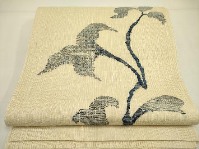 平和屋着物＊夏物　太鼓柄袋帯　枝葉文　正絹　逸品　未使用　DAAY2941op