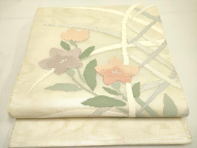 平和屋着物＊夏物　太鼓柄袋帯　桔梗文　銀糸　正絹　逸品　DAAY2948op