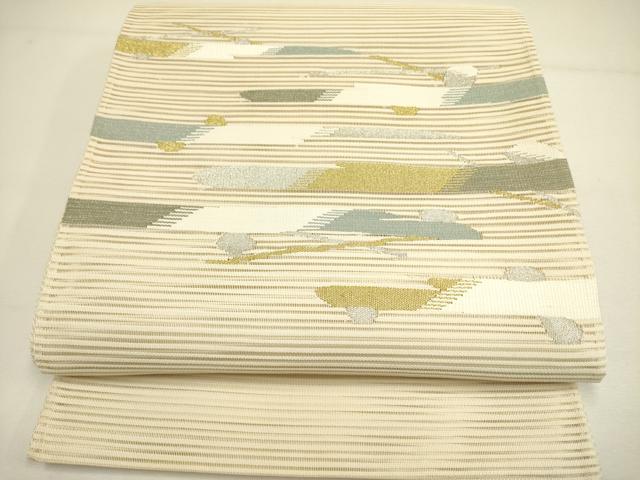 平和屋着物＊夏物　絽綴れ　太鼓柄袋帯　抽象文様　金銀糸　正絹　逸品　DAAY2962op