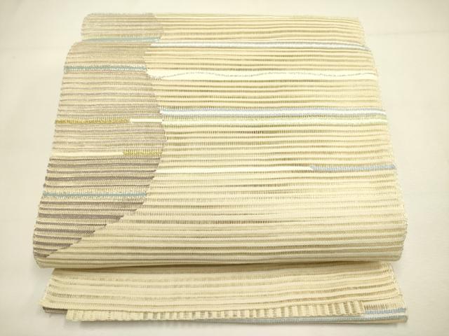 平和屋着物＊夏物　絽綴れ　八寸名古屋帯　横段文　金銀糸　正絹　逸品　DAAY2966op