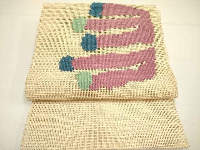 平和屋着物＊夏物　八寸名古屋帯　抽象文様　正絹　逸品　DAAY2975op