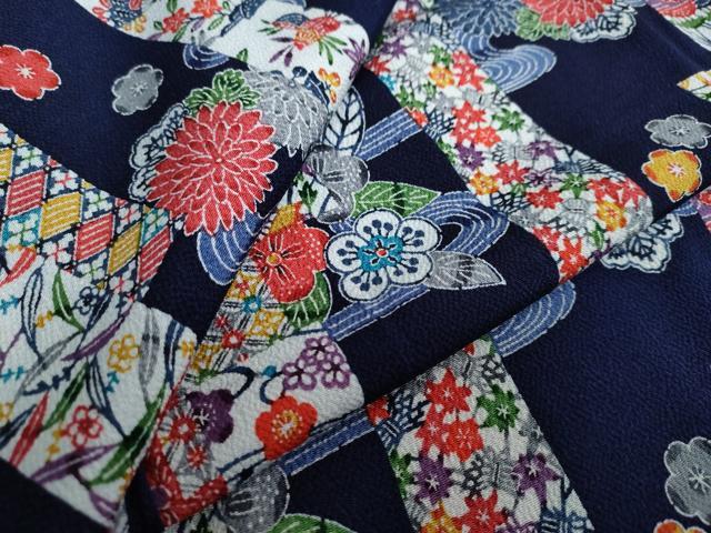 平和屋着物●上質な小紋　型染め　流水短冊草花文　正絹　逸品　未使用　DAAY5079ud