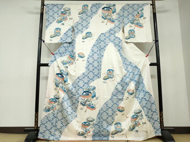 平和屋着物●創業460年・千總　訪問着　貝桶草花文　金彩　高島屋扱い　正絹　逸品　DAAY5154ud