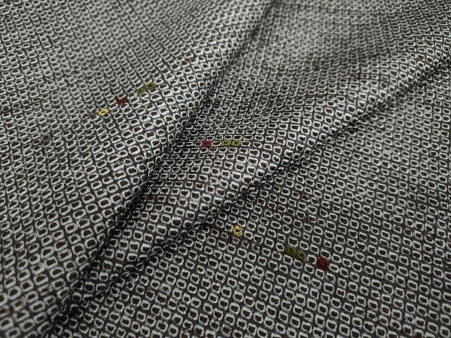 平和屋着物●上質な小紋　総絞り　抽象文様　金糸　正絹　逸品　DAAY5158ud